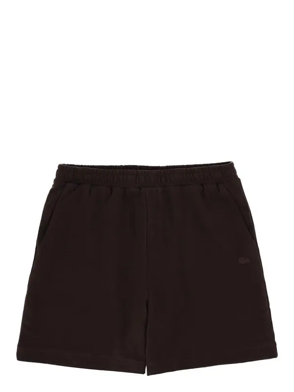 Lacoste Cotton Shorts With Logo - Brown