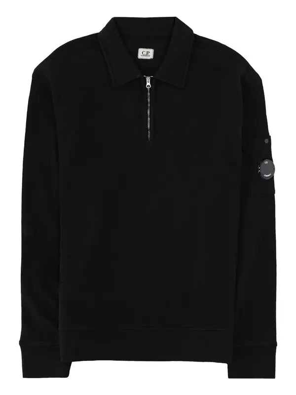 C.P. COMPANY Polo Sweatshirt With Zip - Black