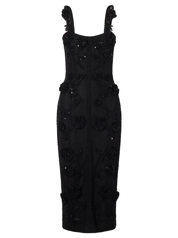 Carolina Herrera Embellished Crocheted Midi Dress - Black