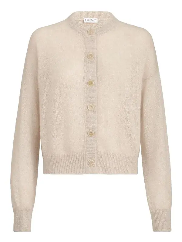 Brunello Cucinelli Ribbed Wool Cardigan - White