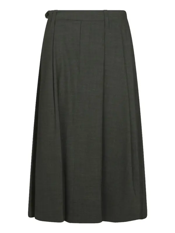Brunello Cucinelli Wool Blend Midi Skirt - Grey