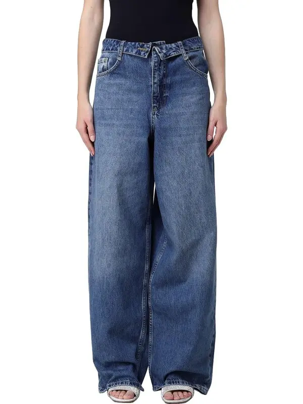 Liu Jo Cotton Denim Wide Leg Jeans - Navy