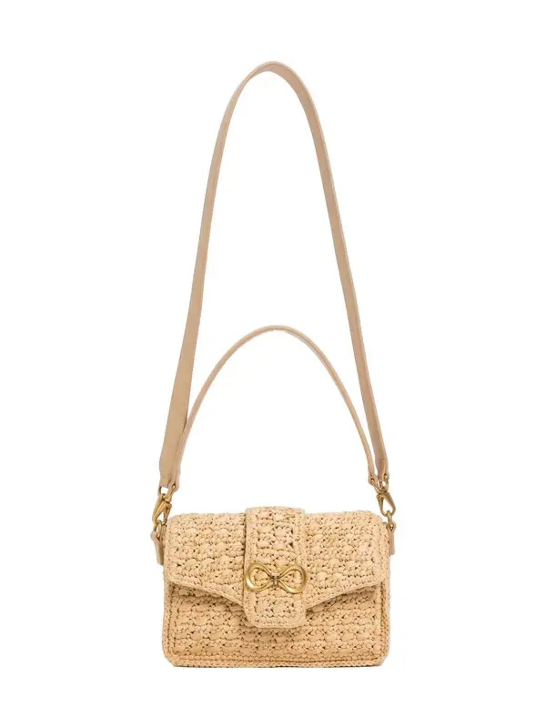 TWINSET Woven Mini Bag With Gold Tone Clasp - Natural