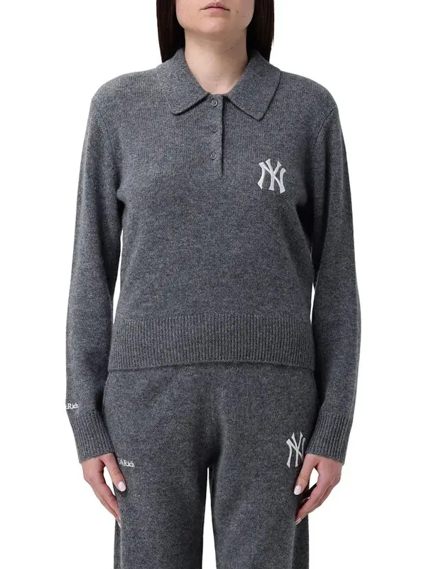 SPORTY & RICH New York Yankees" Logo Polo Shirt - Grey