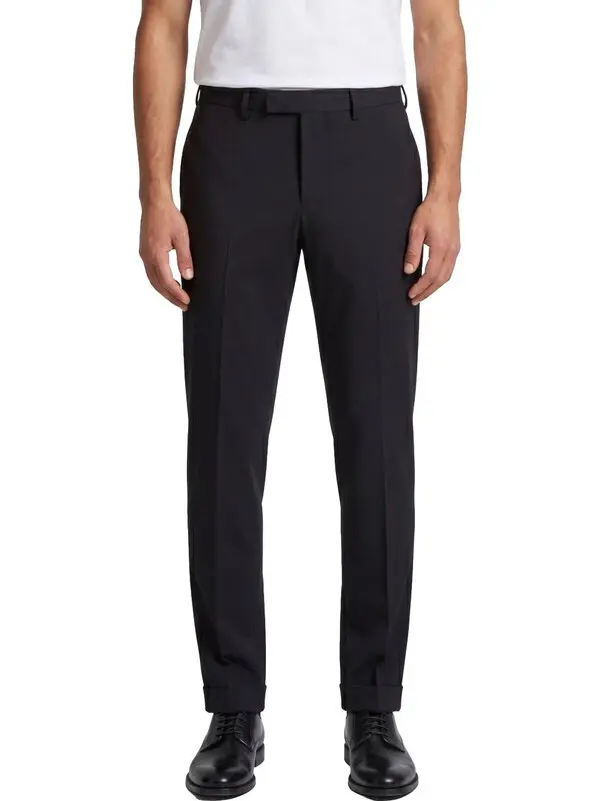PT TORINO Tailored Slim Fit Stretch Virgin Wool Trousers - Black