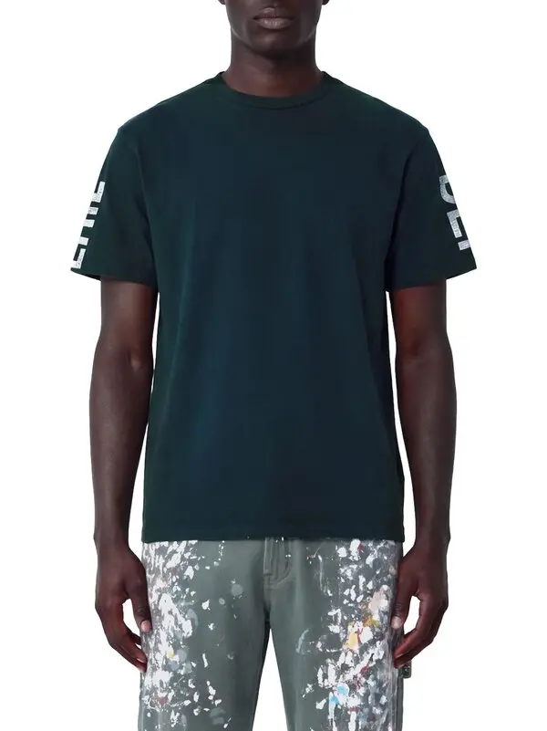 GALLERY DEPT. Cotton T-shirt With Contrast Logo Print On Chest And Back - Black