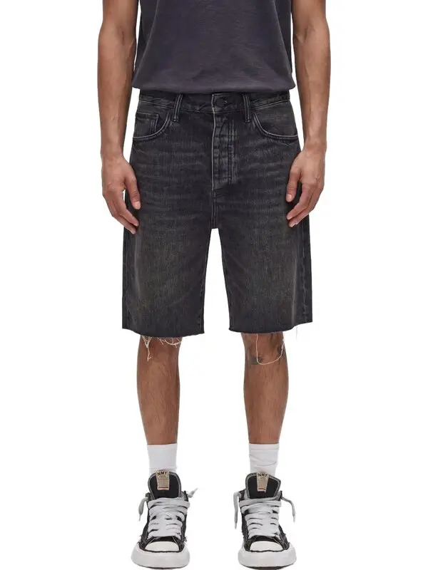 PURPLE BRAND Cotton Denim 5-pocket Knee-length Shorts - Black