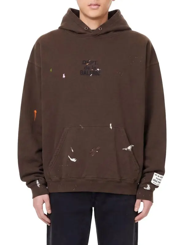 GALLERY DEPT. Oversized Abstract Print Cotton Hoodie - Brown