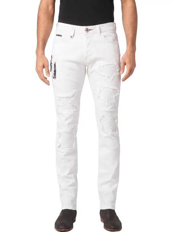 Philipp Plein Distressed Jeans - White