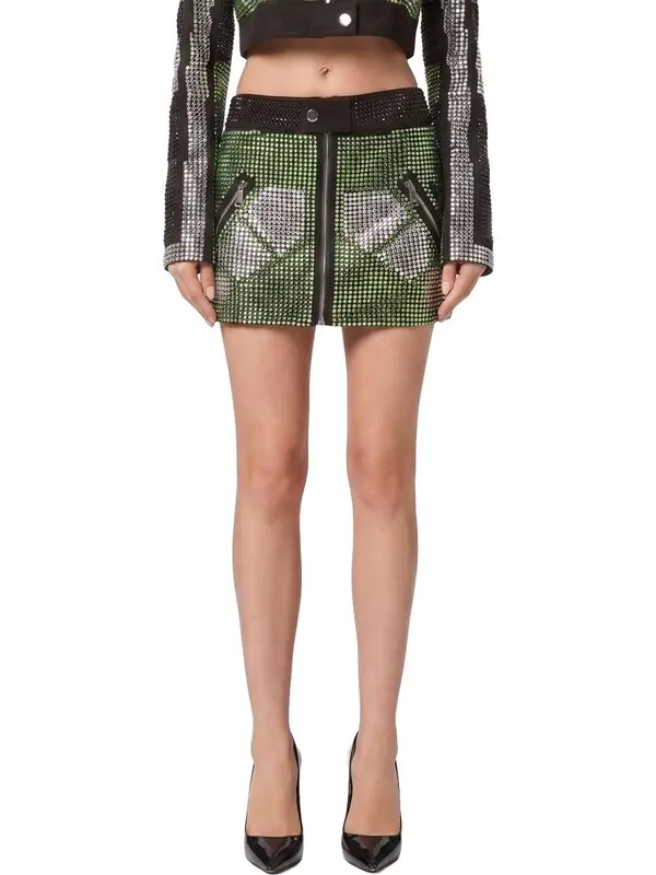 Philipp Plein Embellished Mini Skirt - Green