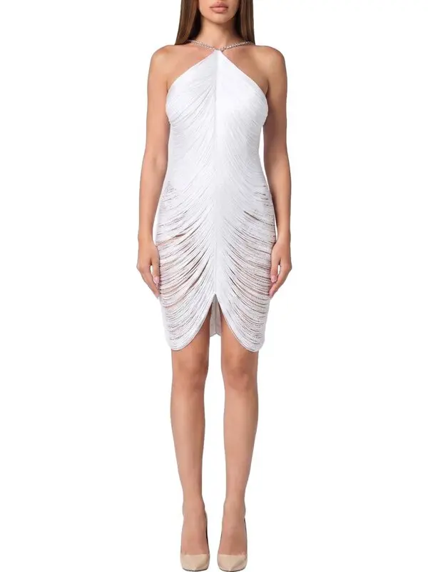Philipp Plein Embellished Fringe Mini Dress - White