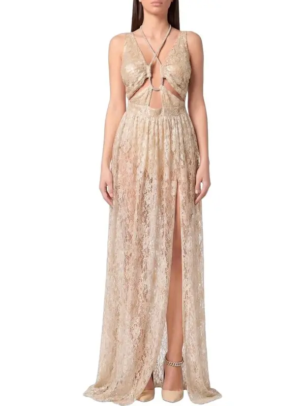 Philipp Plein Lace Gown With Cut-outs - Fuchsia