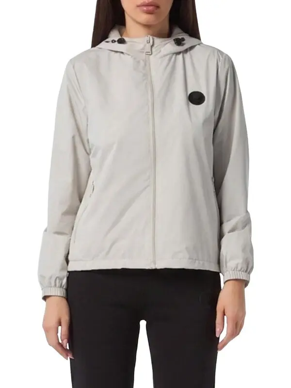 PLEIN SPORT Hooded Nylon Windbreaker Jacket - Grey