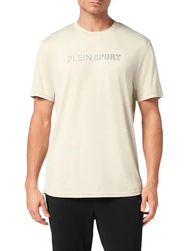 PLEIN SPORT Cotton T-shirt With Printed Logo - Grey