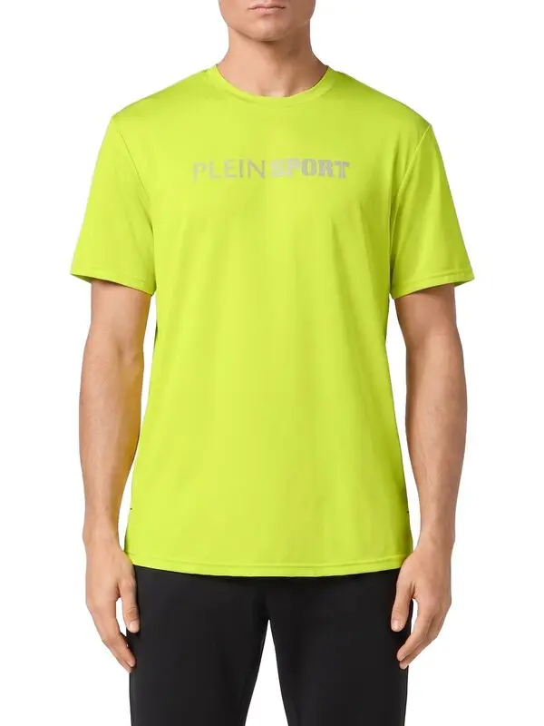PLEIN SPORT Cotton T-shirt With Printed Logo - Yellow