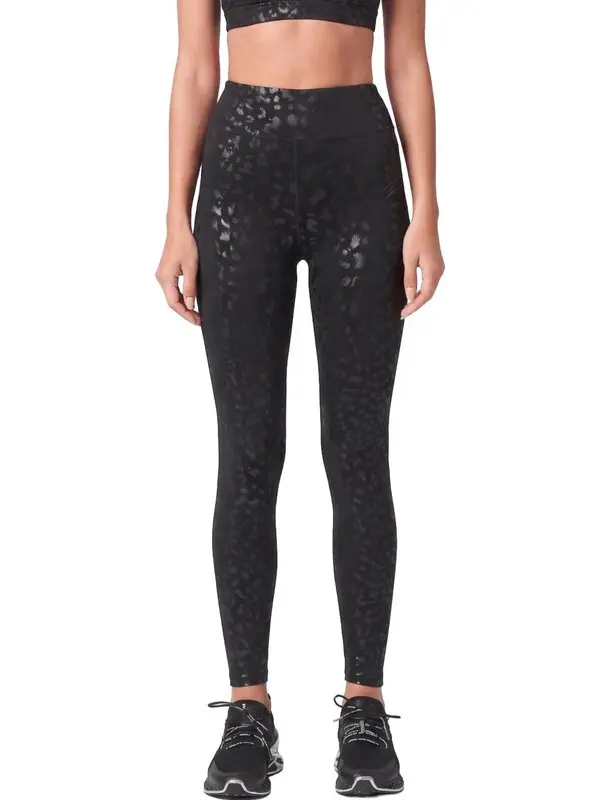 PLEIN SPORT Embellished Leopard Print Leggings - Black