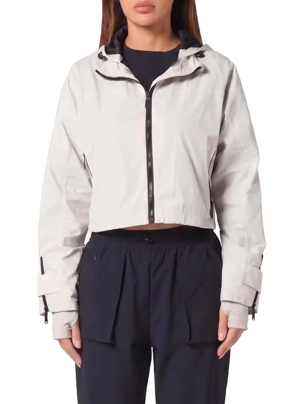 PLEIN SPORT Cropped Nylon Windbreaker Jacket - Grey