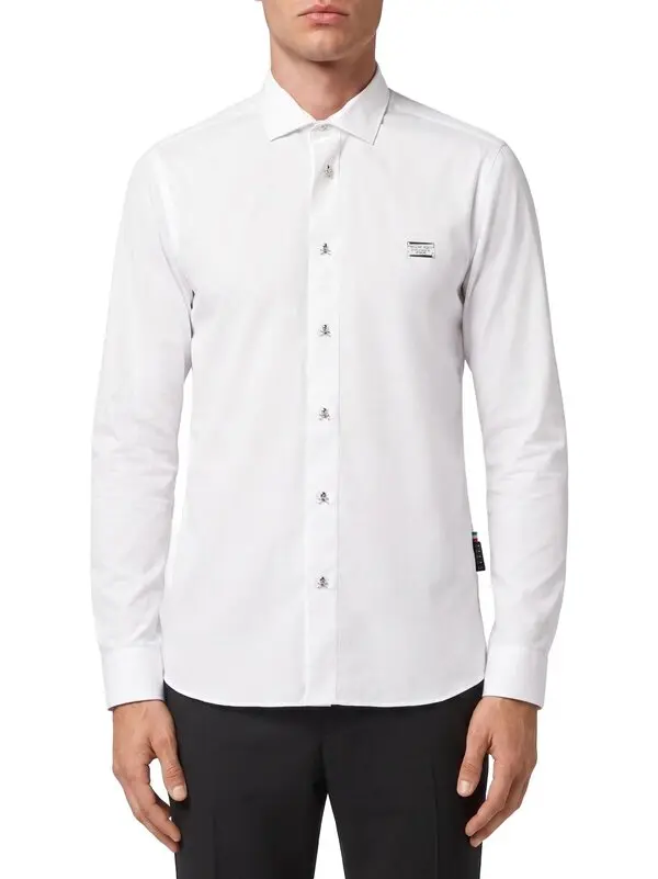 Philipp Plein Classic Cotton Poplin Shirt - White