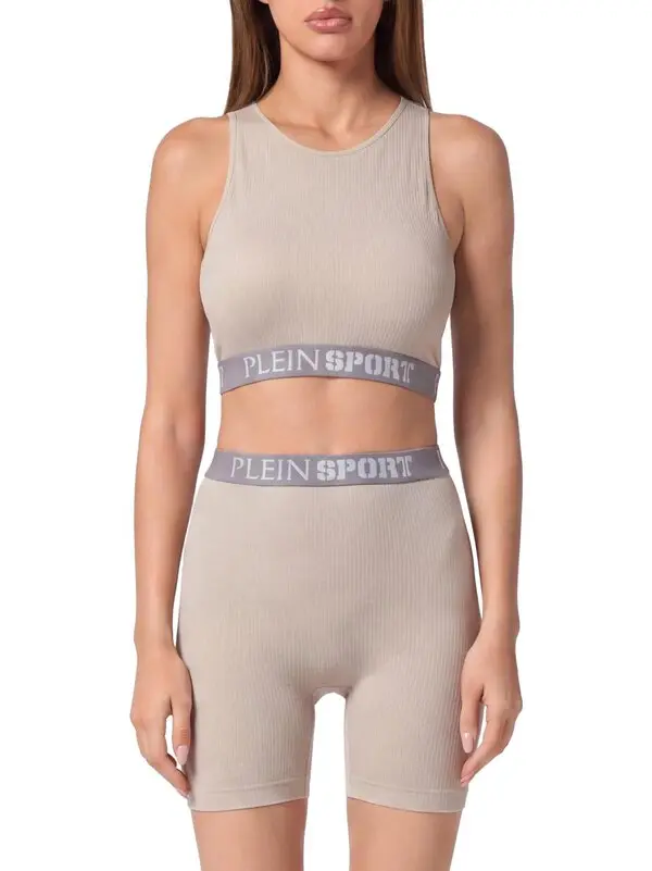 PLEIN SPORT Ribbed Crop Top - Grey