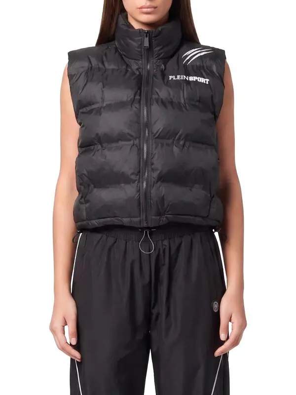 PLEIN SPORT Padded Quilted Nylon Gilet - Black