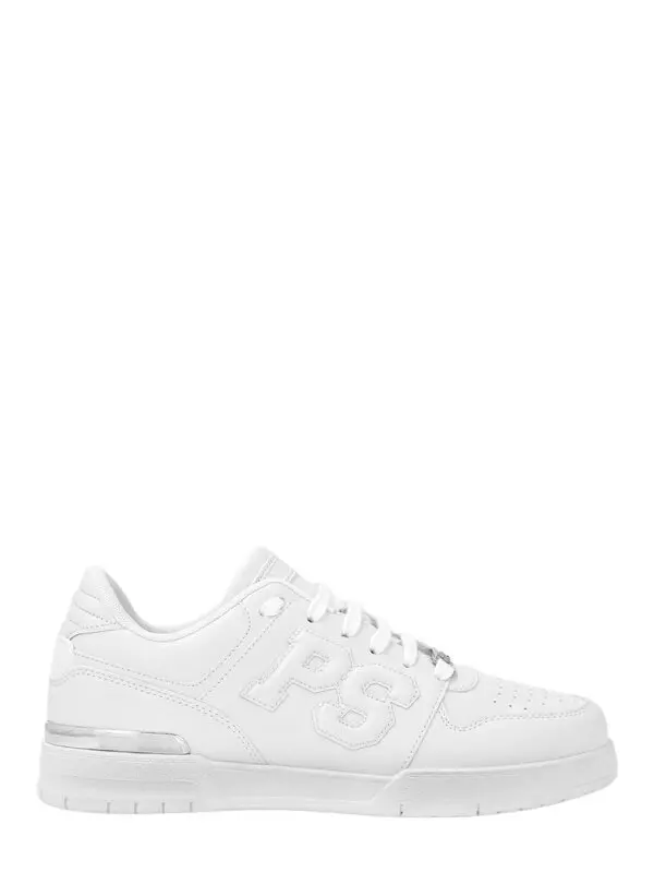 PLEIN SPORT Leather Lace-up Sneakers With Embossed Logo - White