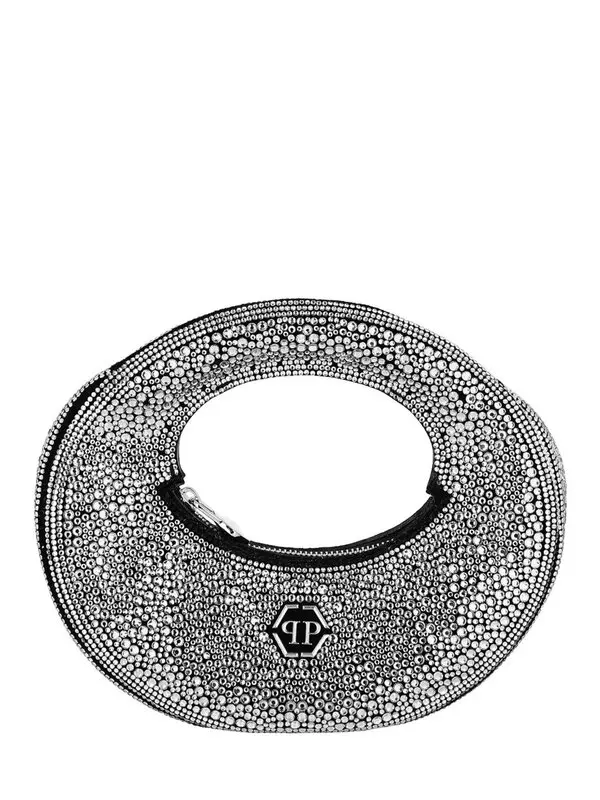 Philipp Plein Suede Bag With Rhinestones - Black