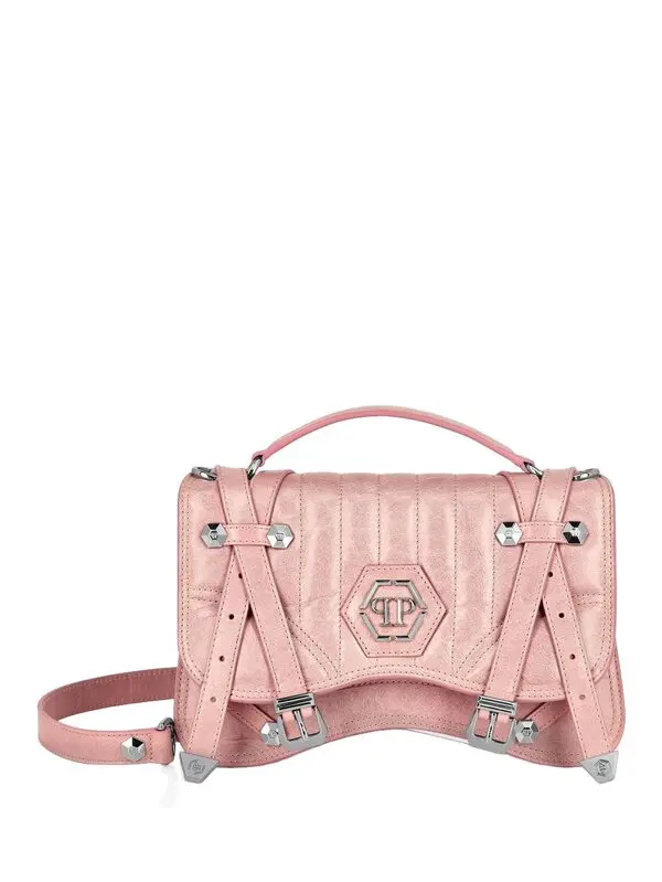 Philipp Plein Quilted Handbag With Logo Detail - Pink