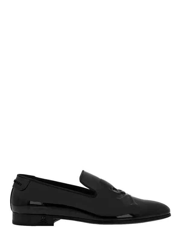 Philipp Plein Patent Leather Loafers With Embossed Skull - Black