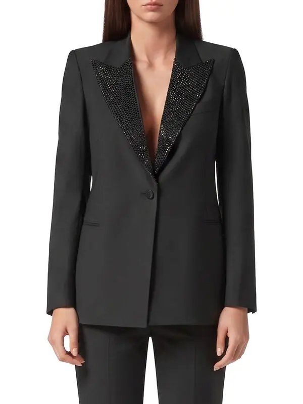 Philipp Plein Embellished Lapel Blazer - Black