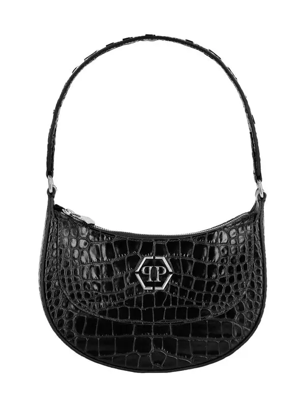 Philipp Plein Croc Effect Handbag - Black