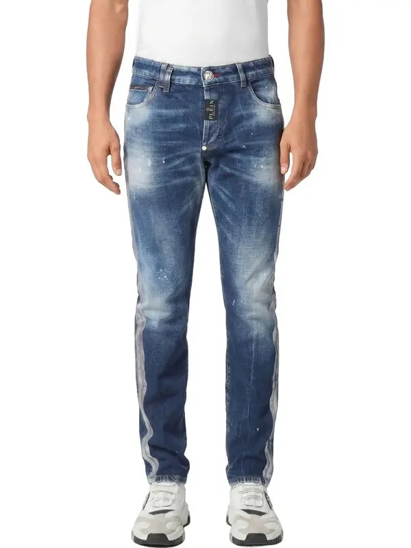 Philipp Plein Paneled Slim Fit Jeans - Denim