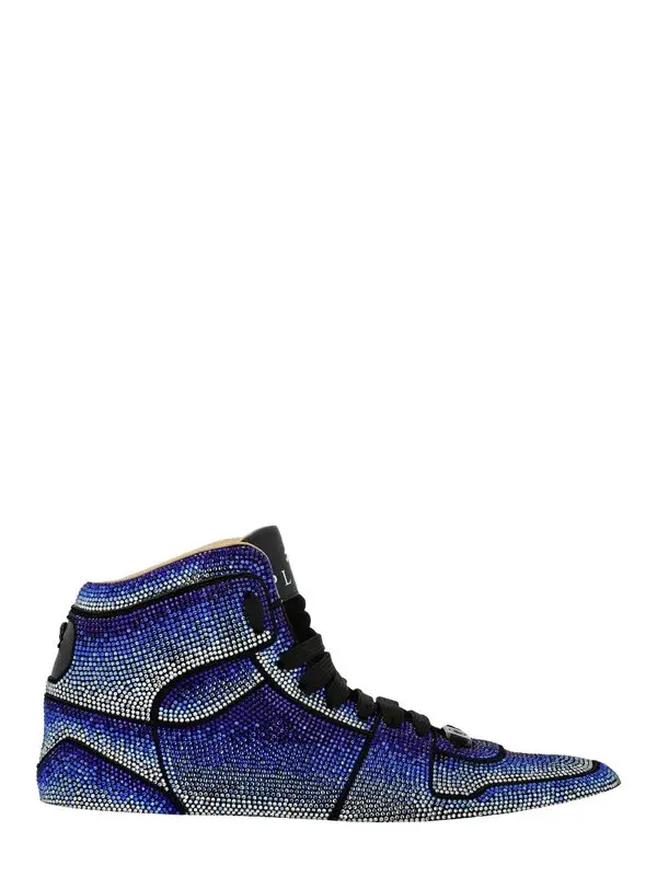 Philipp Plein Rhinestone Suede Sneakers - Blue