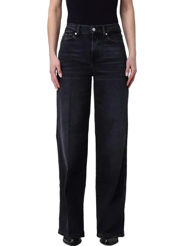 7 For All Mankind Wash Wide Leg Jeans - Black