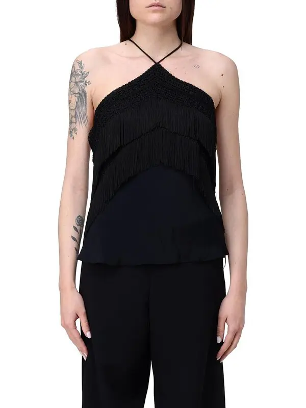 Andamane Fringe Halter Top - Black