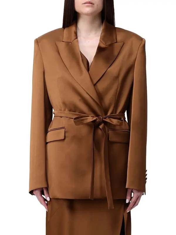 Andamane Satin Belted Blazer - Bronze