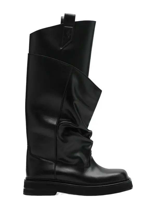 Attico La Passeggiata Knee High Leather Boots - Black
