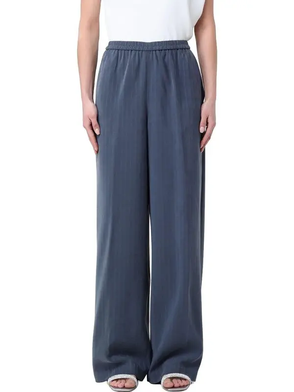 Emporio Armani Pinstriped Jersey Palazzo Trousers - Grey