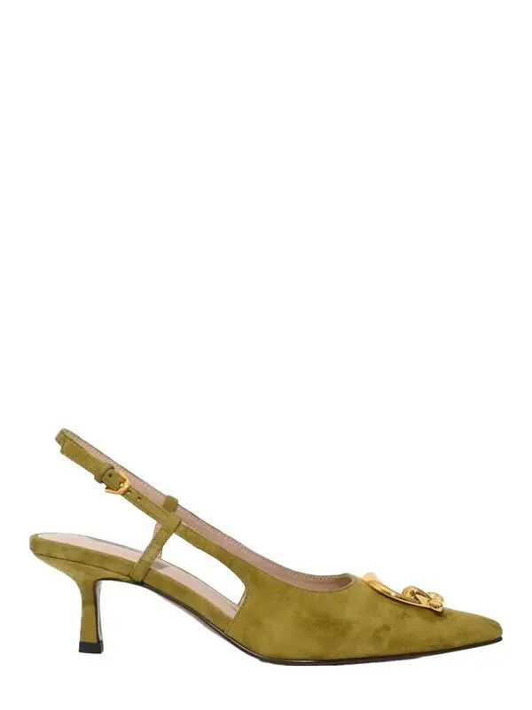 COCCINELLE Slingback Pumps With Gold Tone Detail - Grey