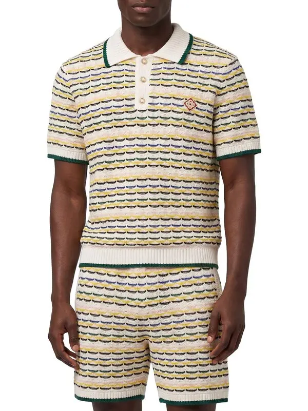 Casablanca Multi Cotton Knit Polo - Red
