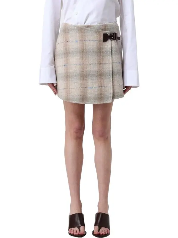 Loewe Check Wool And Cashmere Mini Skirt - Beige