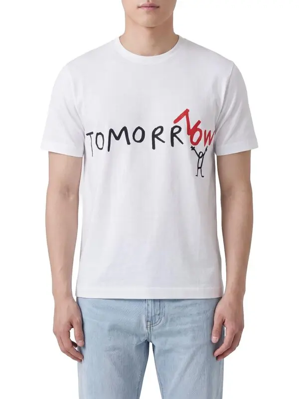 Comme Des Garçons Cotton T-shirt With Slogan Print - White
