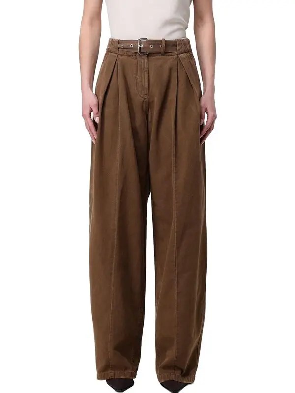 Blumarine Wide Leg Cotton Trousers - Brown