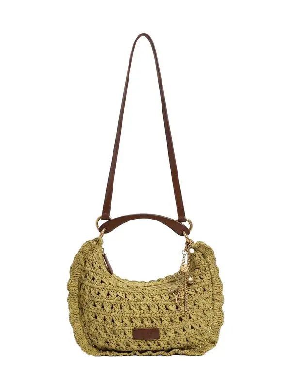 TWINSET Woven Handbag With Charm Detail - Green