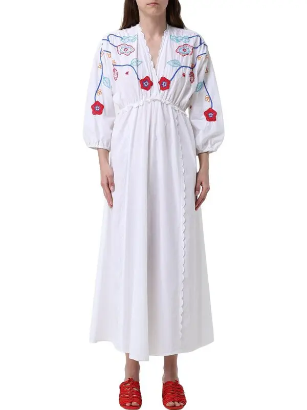 FORTE_FORTE Embroidered Midi Dress - White