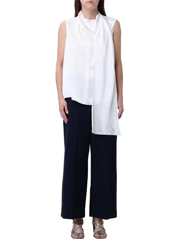 Max Mara Sleeveless Scarf Collar Blouse - White
