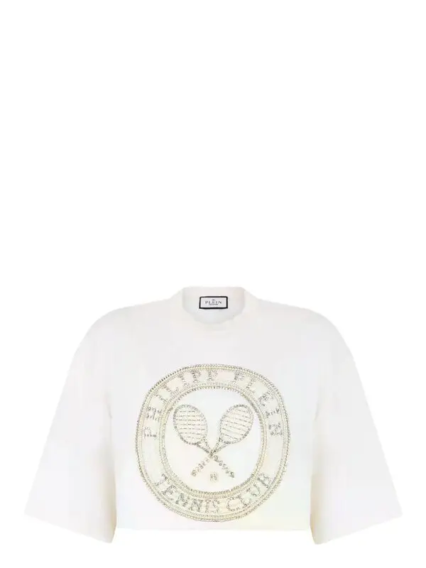 Philipp Plein Embellished Cropped T-shirt - Neutrals