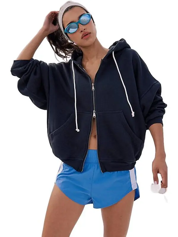 Free People Zip-up Hoodie - Black