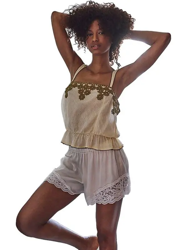 Free People Sweet Sigh Cropped Cami With Ruffle Hem - Vintage Sun