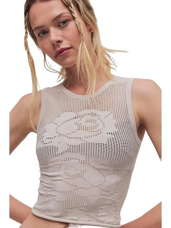 Free People Intimately Sunday Stitch Muscle Tee - Sand Dollar