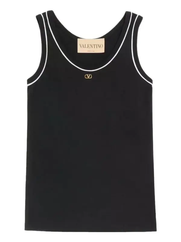 Valentino Garavani Cotton Jersey Vlogo Top - Black